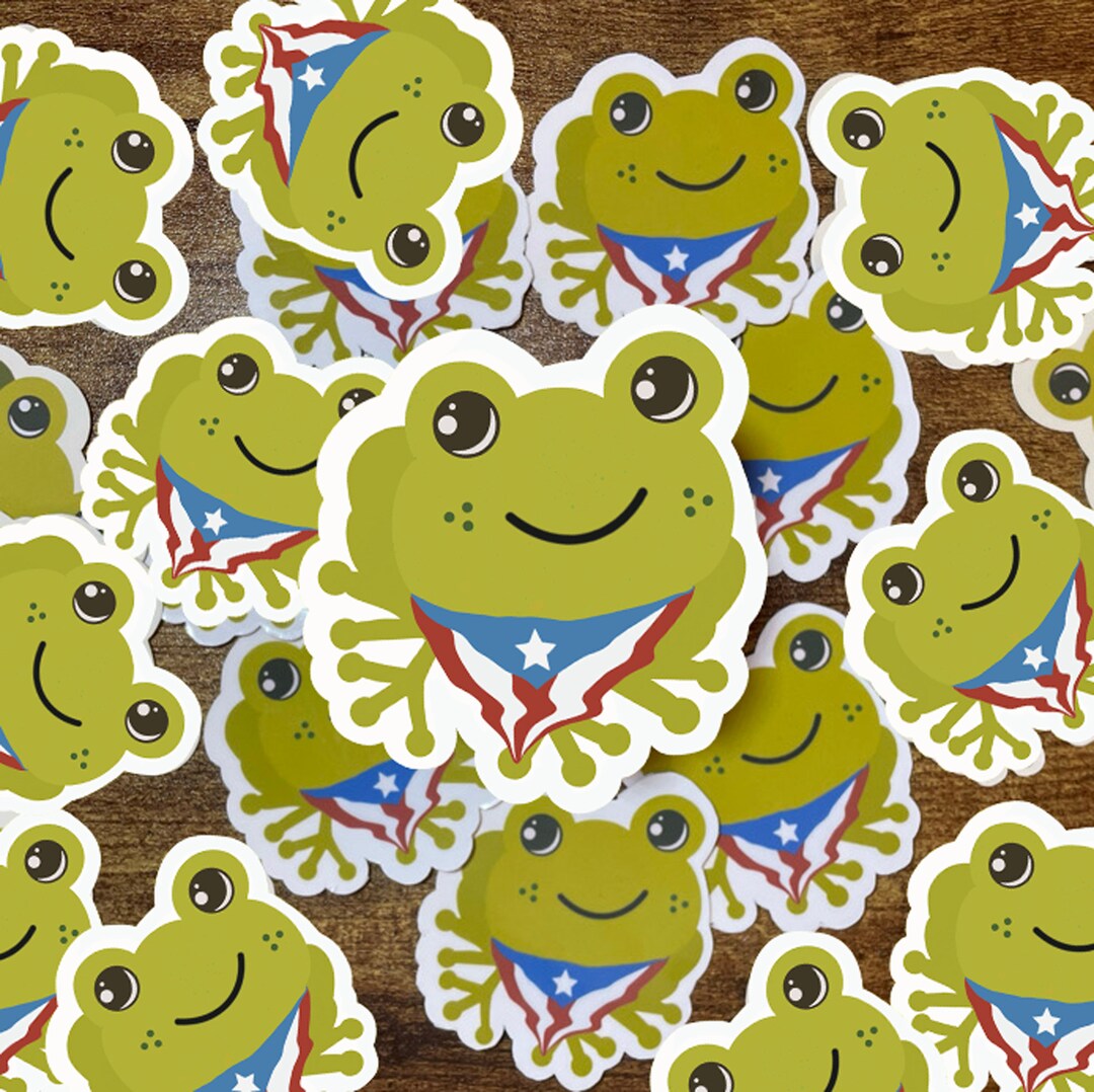 Cute Puerto Rican Coqui Wearing Puerto Rico Flag Bandana Sticker | Die ...