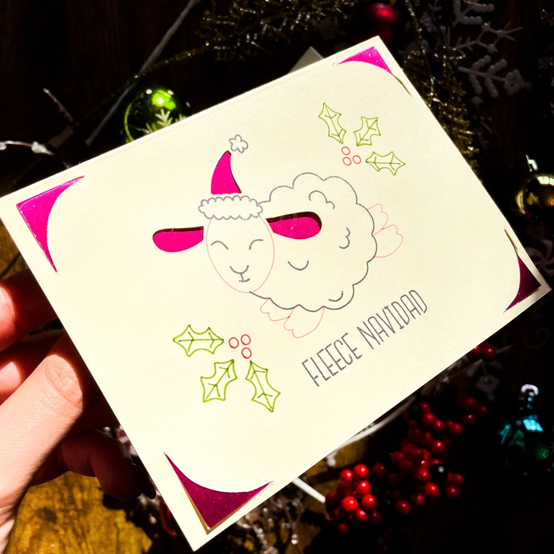 Fleece Navidad Sheep Christmas Card Feliz Navidad Punny Cute - Etsy