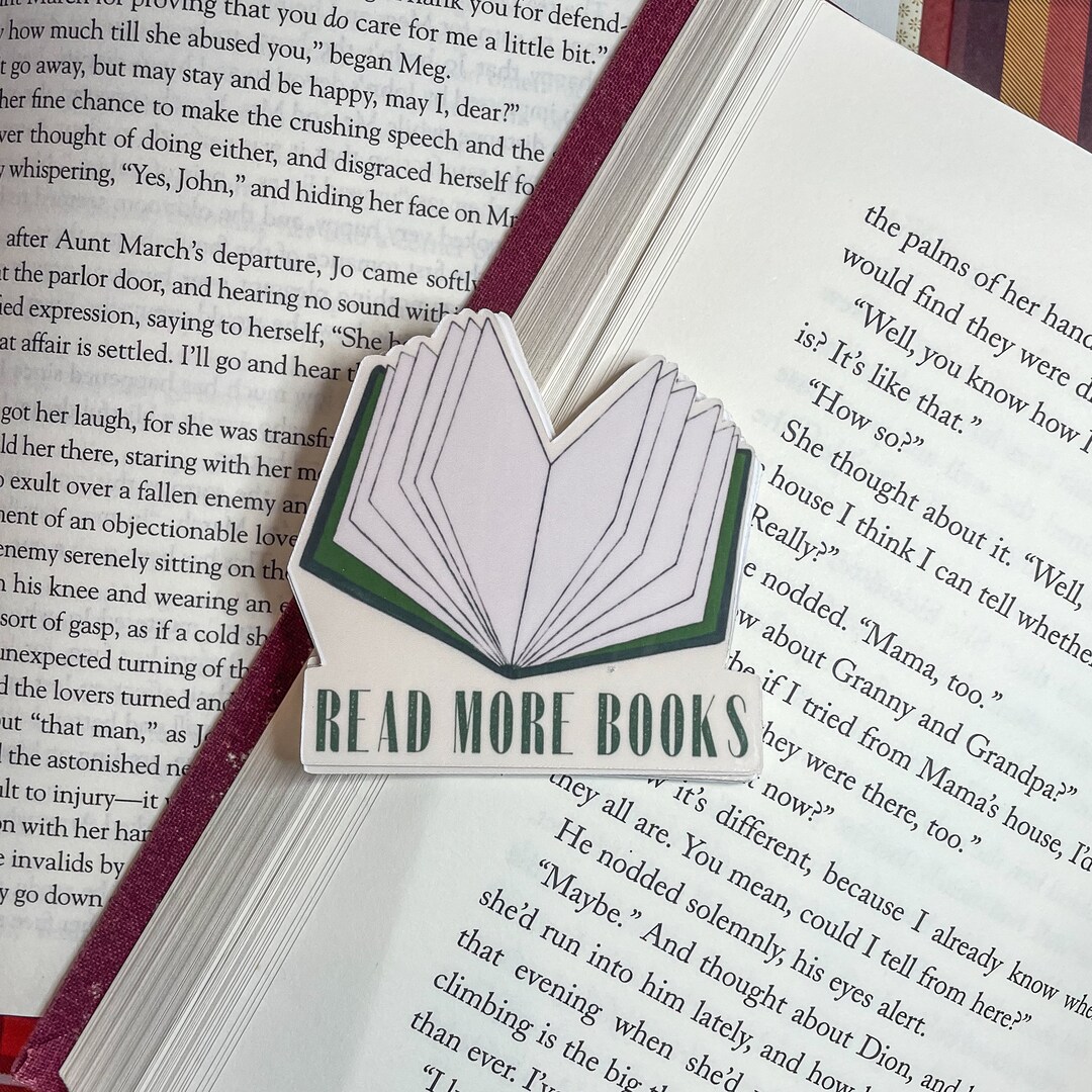 Read More Books Sticker | Green Open Book Sticker | Bookish Waterproof ...