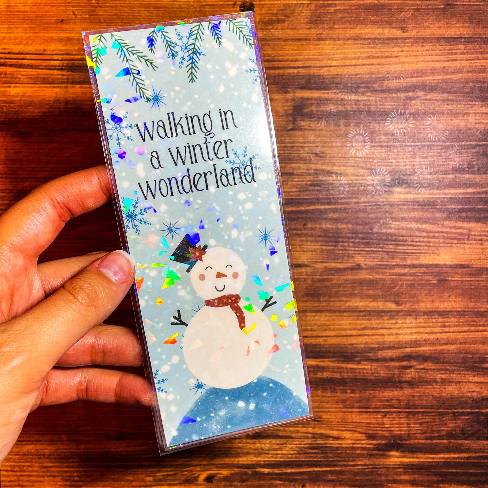 Winter Wonderland Snowman Holographic Laminated Bookmark Cute - Etsy