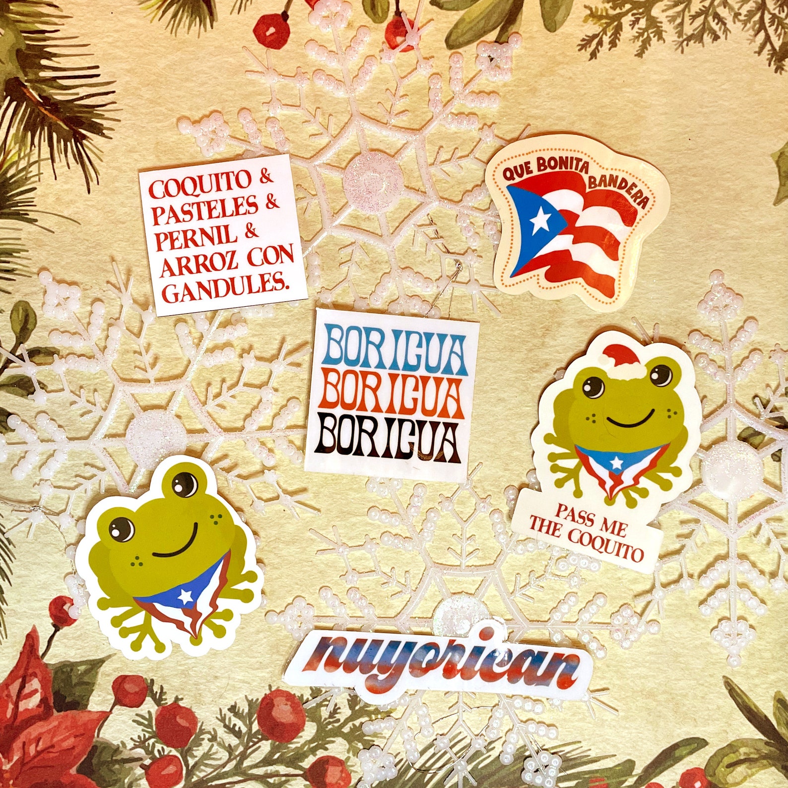 Puerto Rico Christmas, Navidad Themed Stickers , Puerto Rican Foods ...