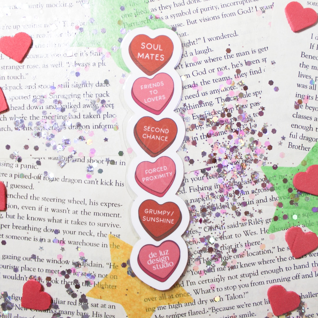 Romance Trope Bookish Candy Hearts Die Cut Bookmark Book Conversation ...