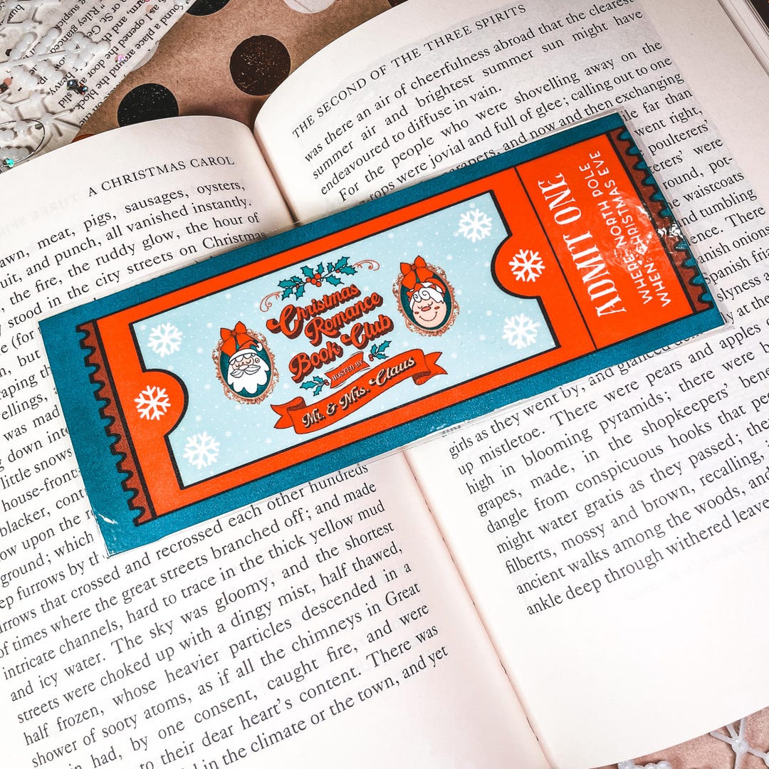 Christmas Romance Book Club Bookmark Ticket Bookmark Cozy Reader ...