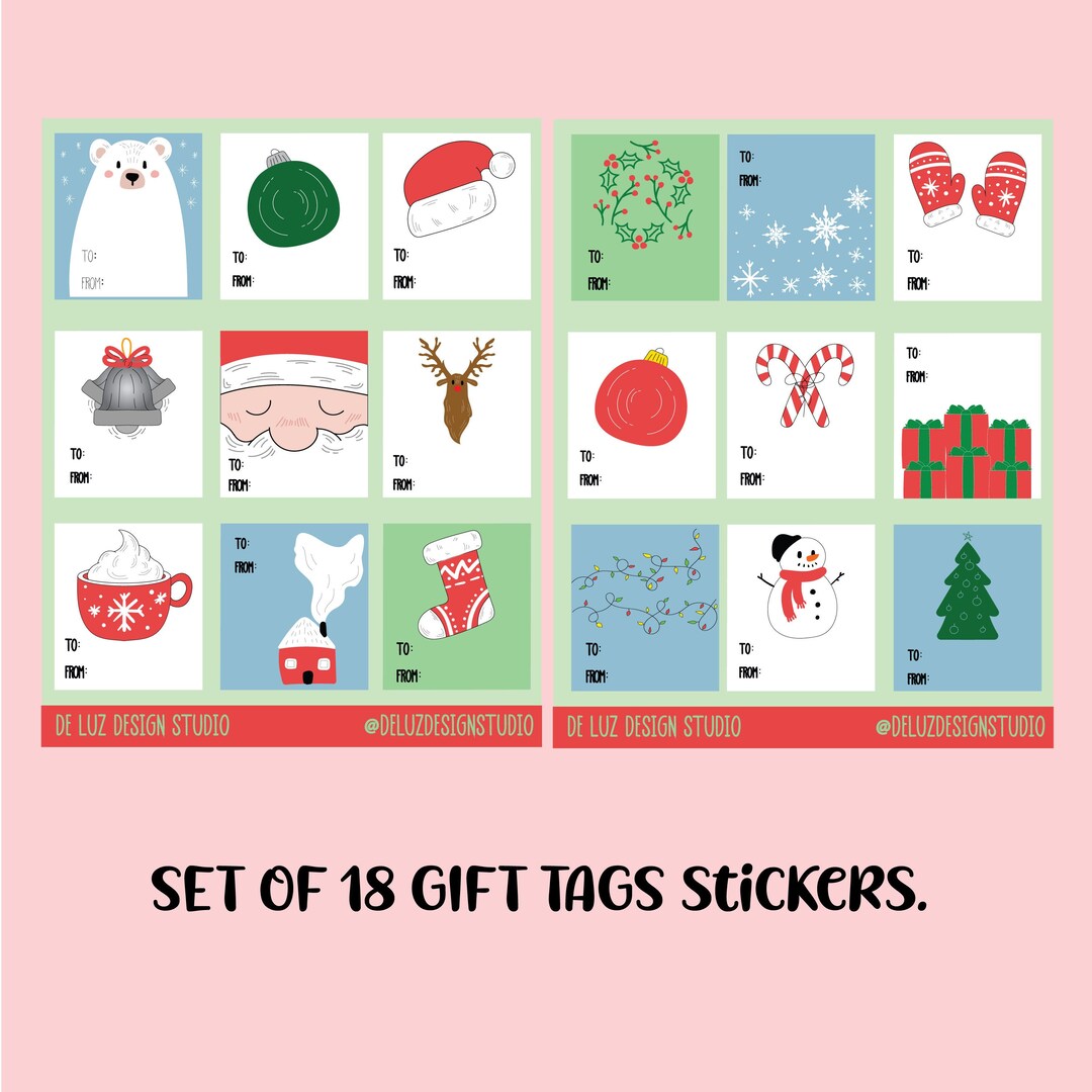 Christmas Gift Tag Stickers Christmas & Winter Themed Gift - Etsy