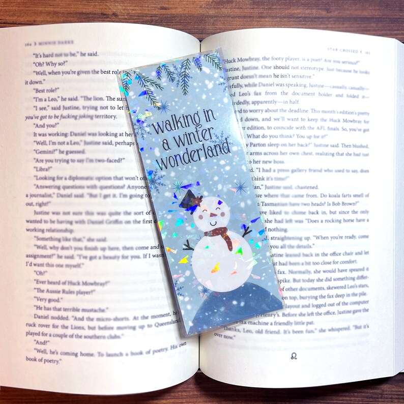 Winter Wonderland Snowman Holographic Laminated Bookmark Cute - Etsy