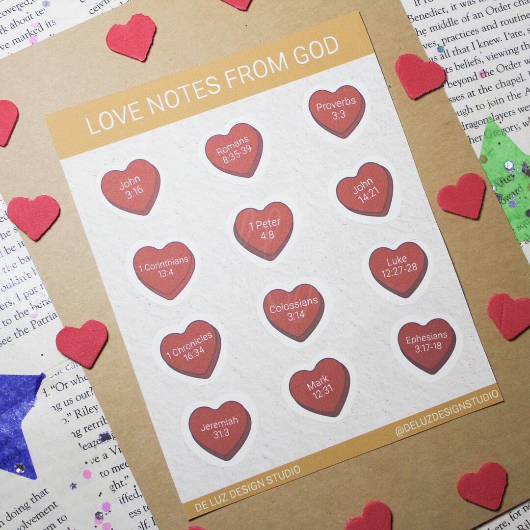 Love Notes From God | Candy Conversation Hearts Stickers | Bible Verses ...