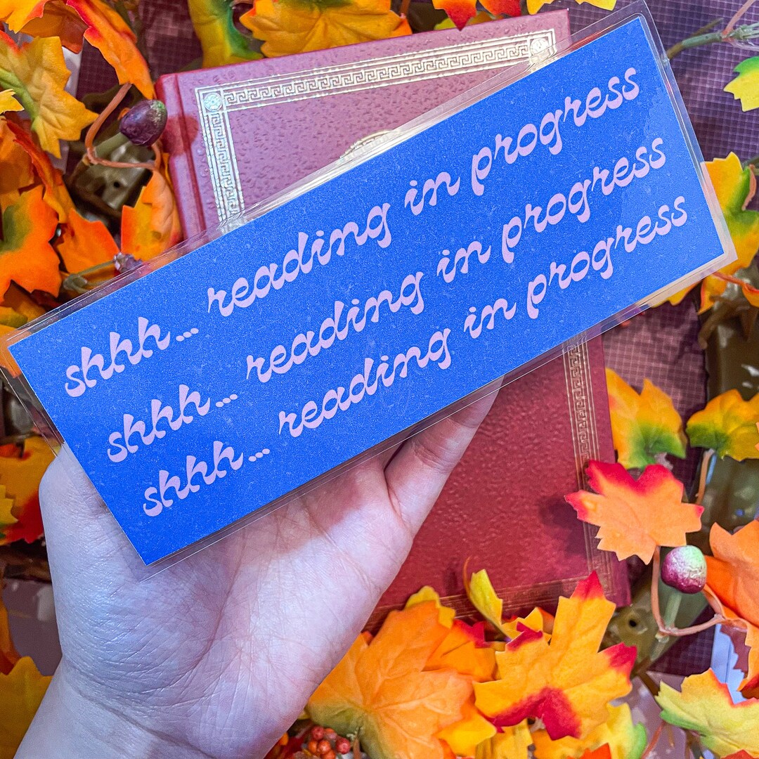 Shhh Reading in Progress Bookmark Blue and Pink Bookish Laminated ...