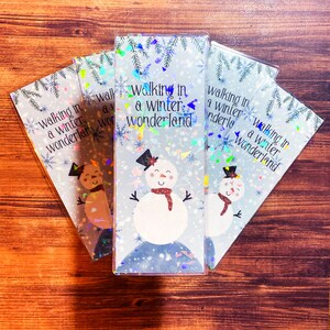 Winter Wonderland Snowman Holographic Laminated Bookmark Cute - Etsy