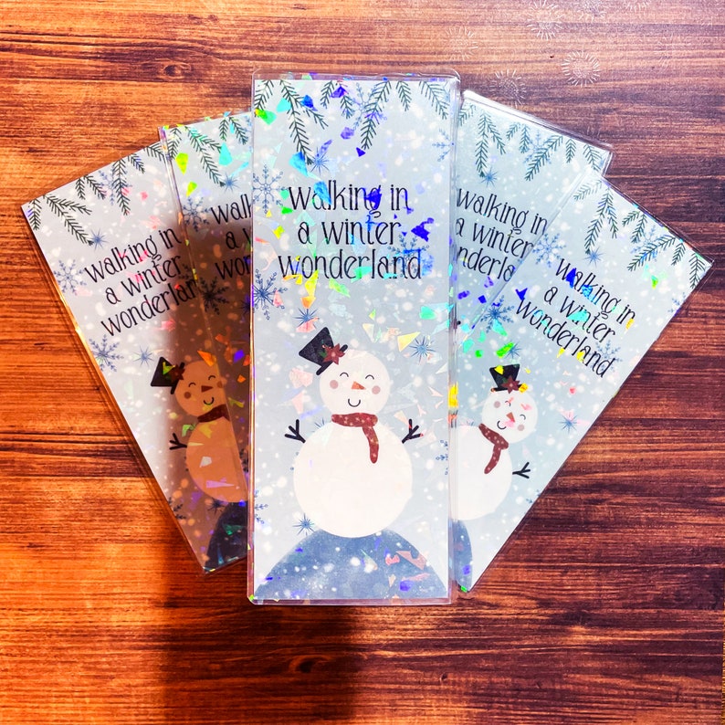 Winter Wonderland Snowman Holographic Laminated Bookmark Cute - Etsy