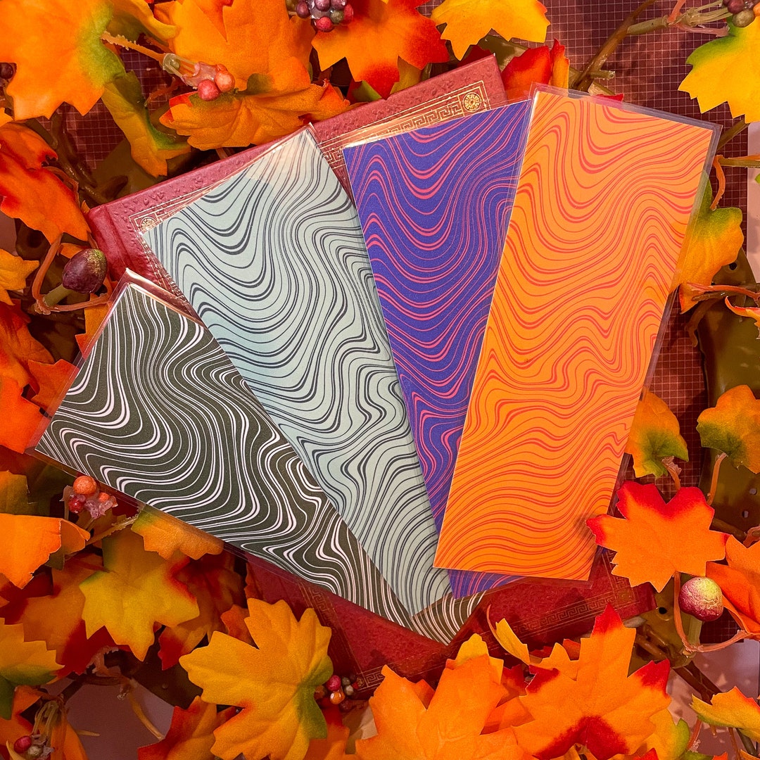 Abstract Minimalistic Wavy Line Colorful Bookmark Laminated Funky ...