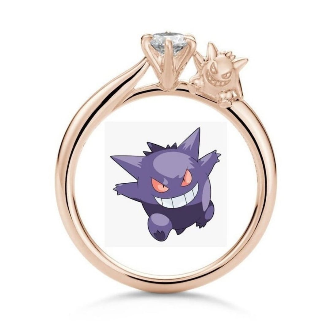 Pokemon Gengar Ring-gengar Ring-925 Sterling Silver Ring-pokemon Ring ...