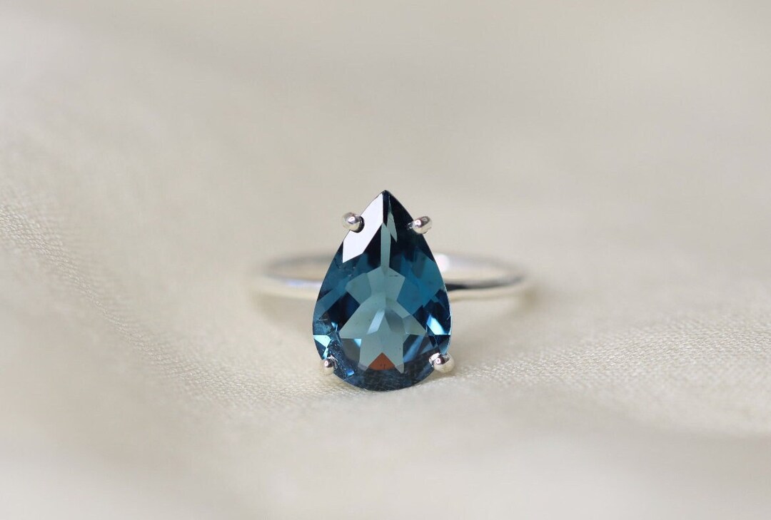 London Blue Topaz Ring, London Blue Ring, Solid 925 Sterling Silver ...