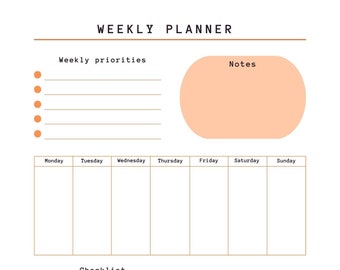 Minimalist Weekly Planner Printable PDF Digital Download - Etsy