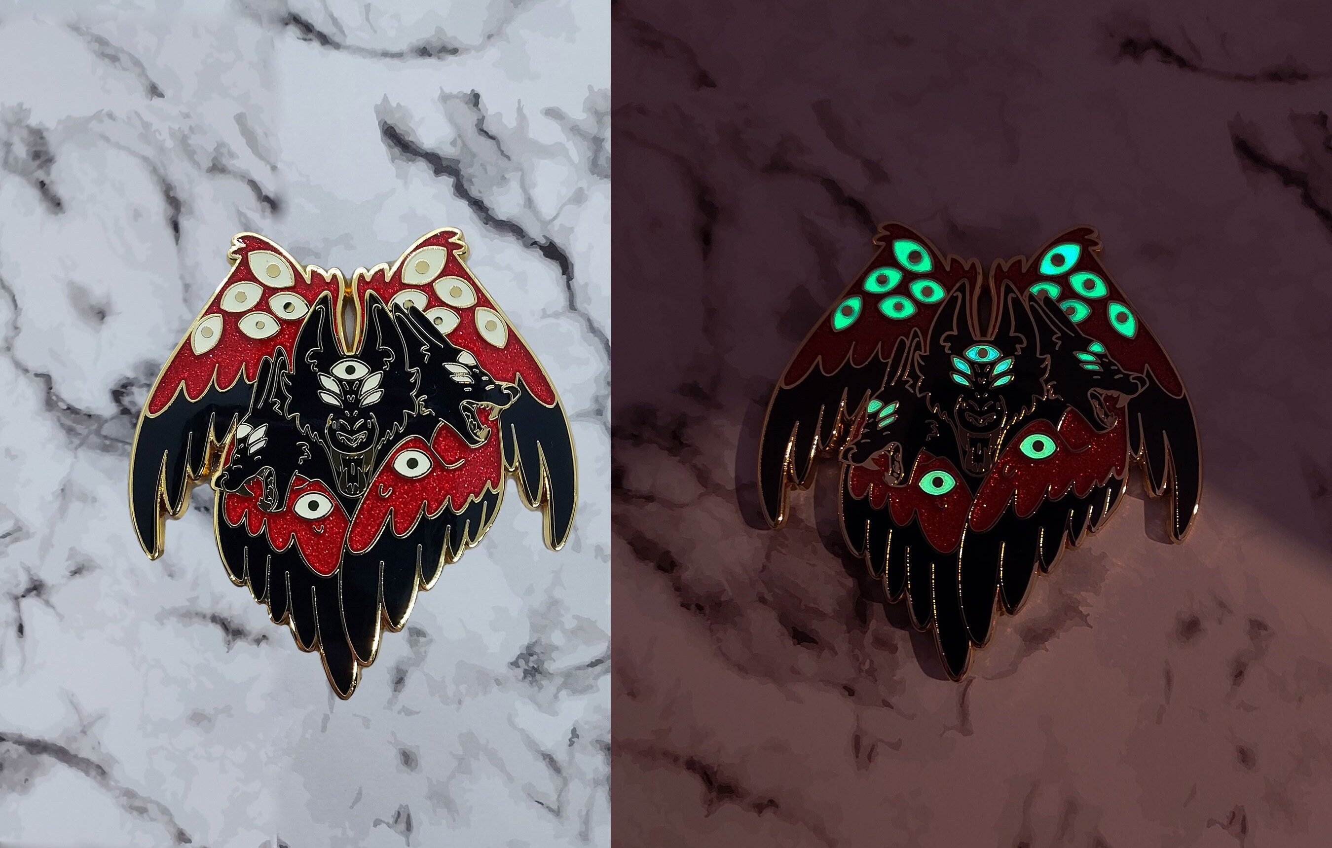 Glow Glitter Winged Cerberus Biblically Inspired - Etsy
