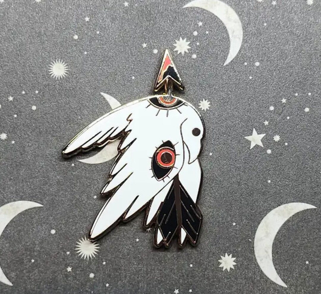 Original Eyes White Raven Shot With Arrow Enamel Pin - Etsy