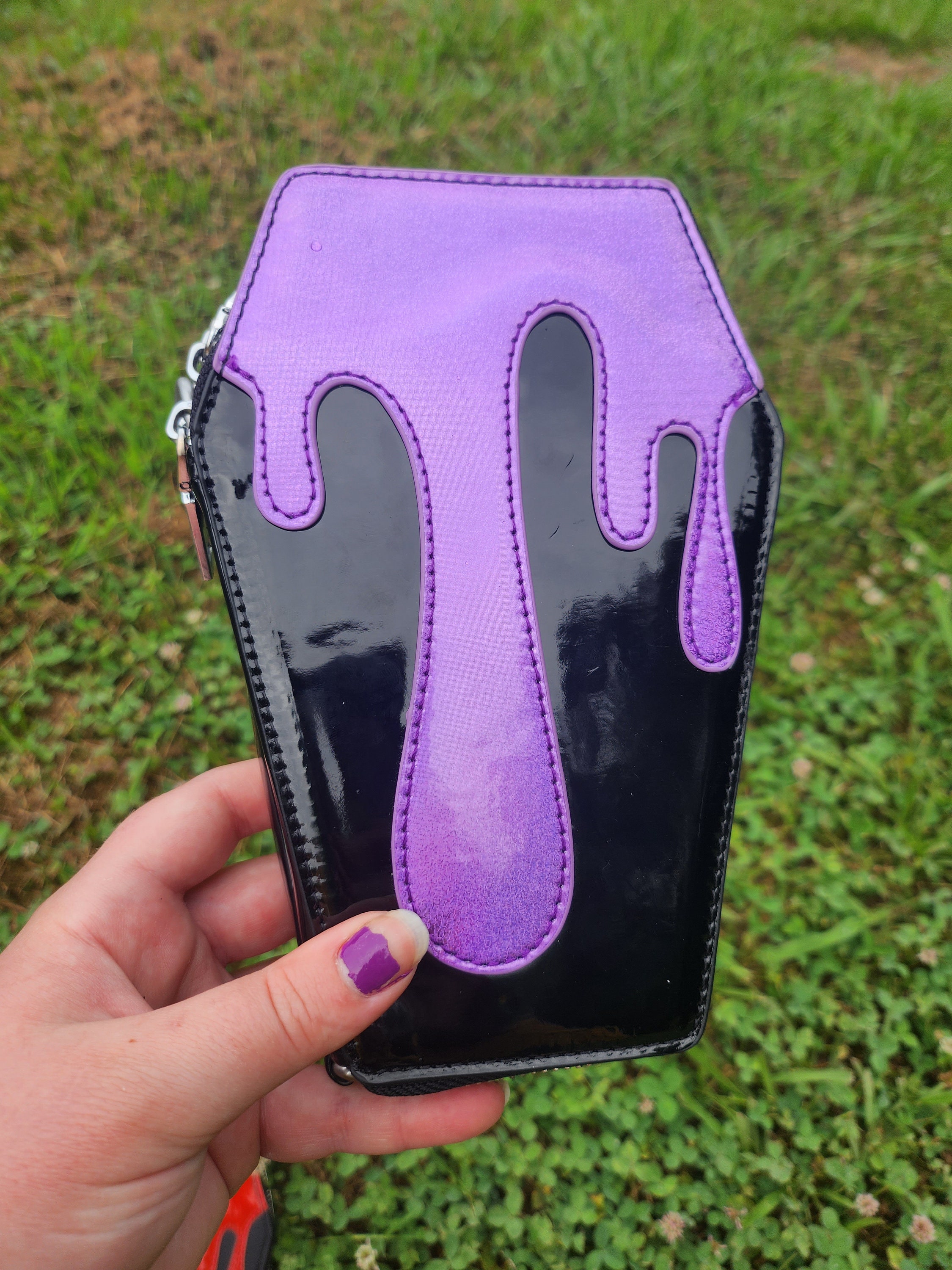Holographic Drippy Gothic Slime Coffin Shoulder Wrist Clutch Wallet ...