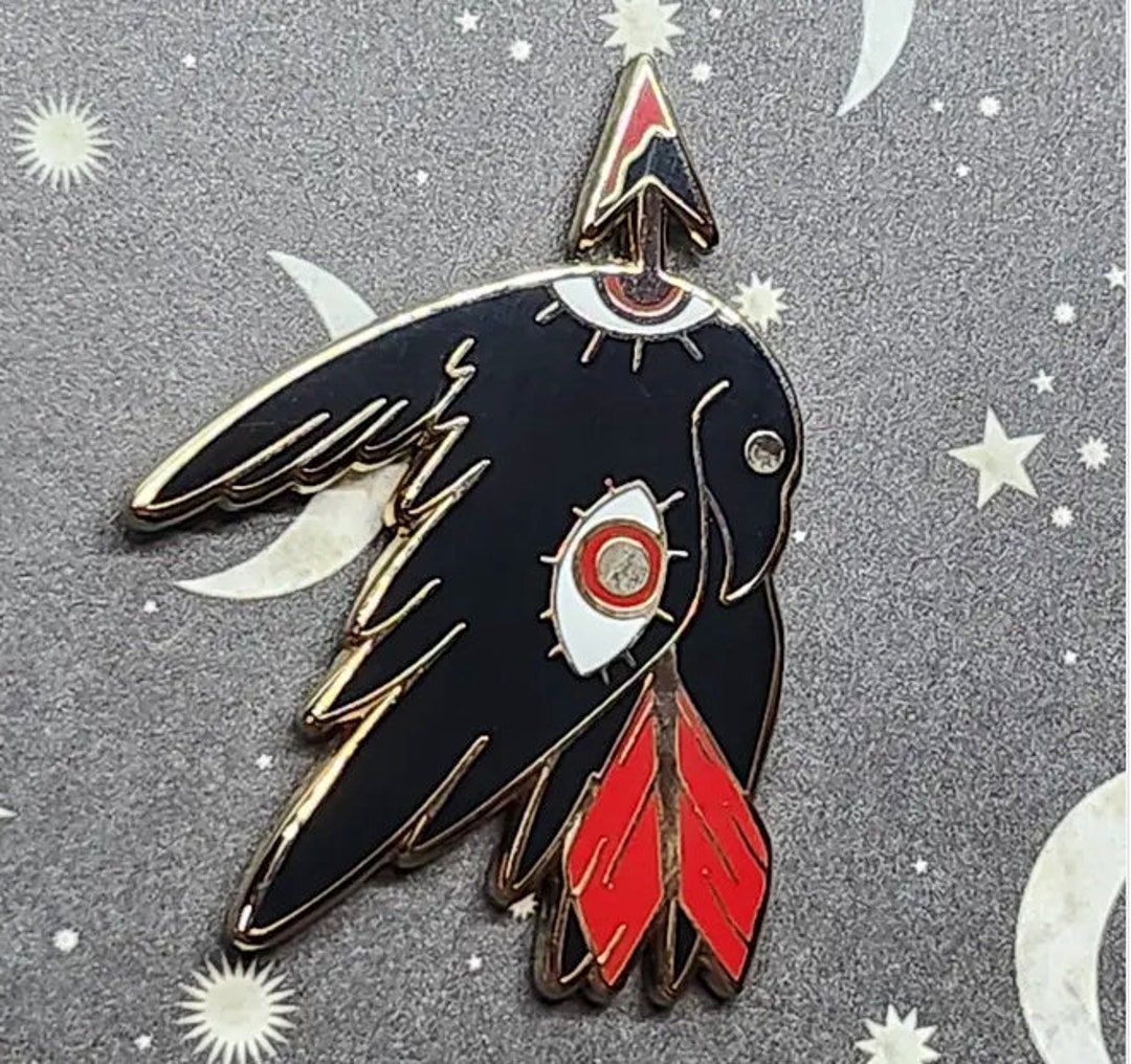 Original Eyes Black Raven Shot With Arrow Enamel Pin - Etsy