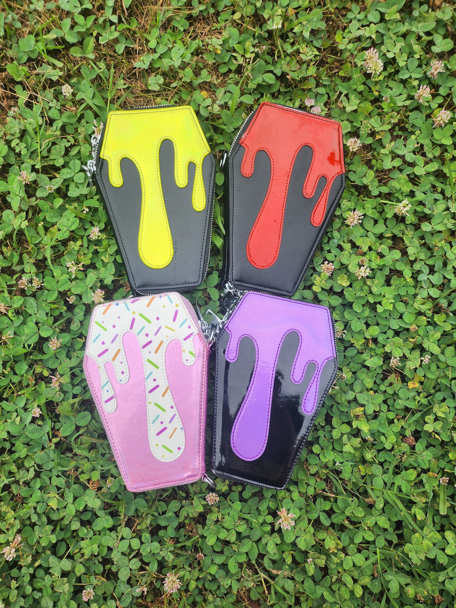 Holographic Drippy Gothic Slime Coffin Shoulder Wrist Clutch Wallet ...