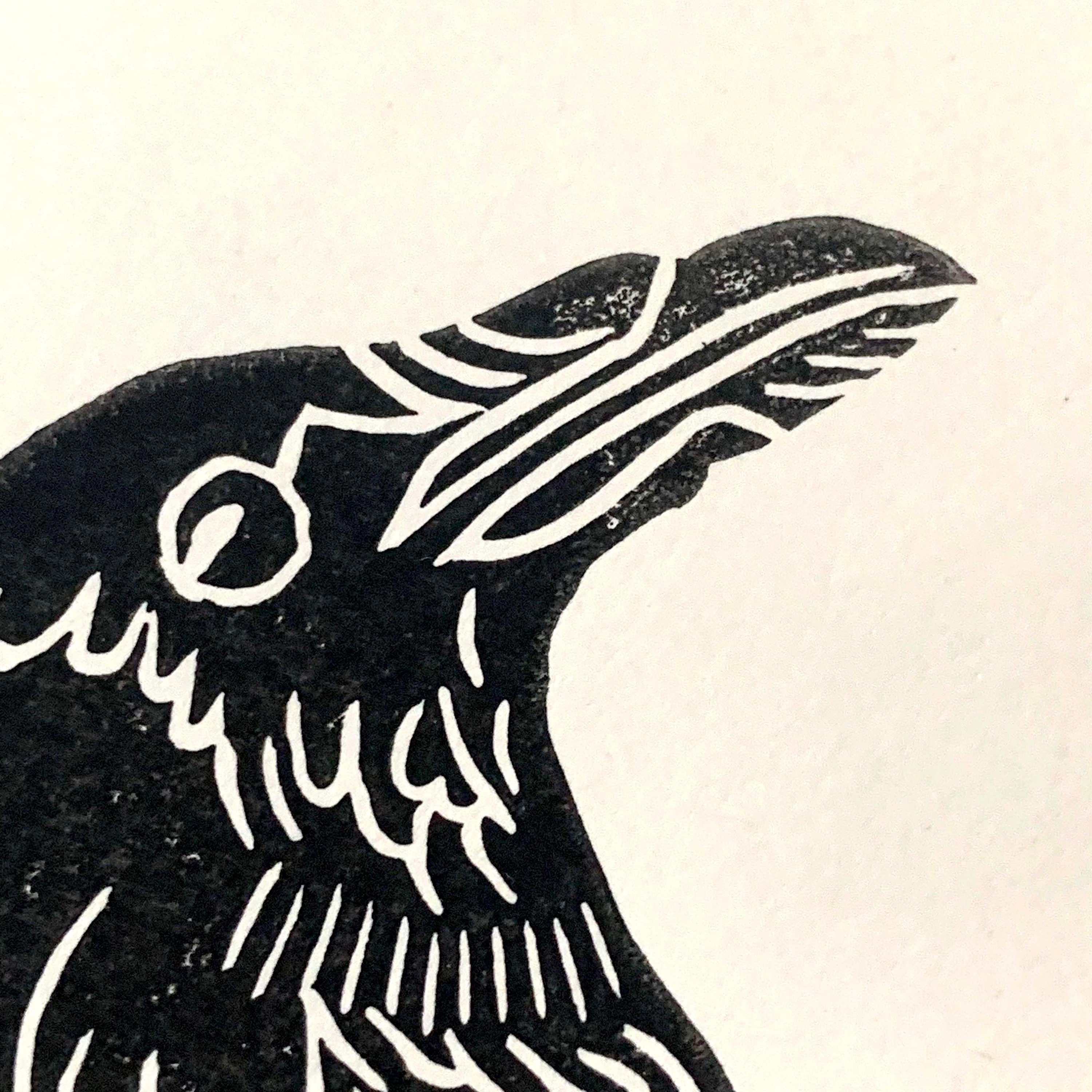Art & Collectibles Prints Wood & Linocut Prints Heart of a Raven ...