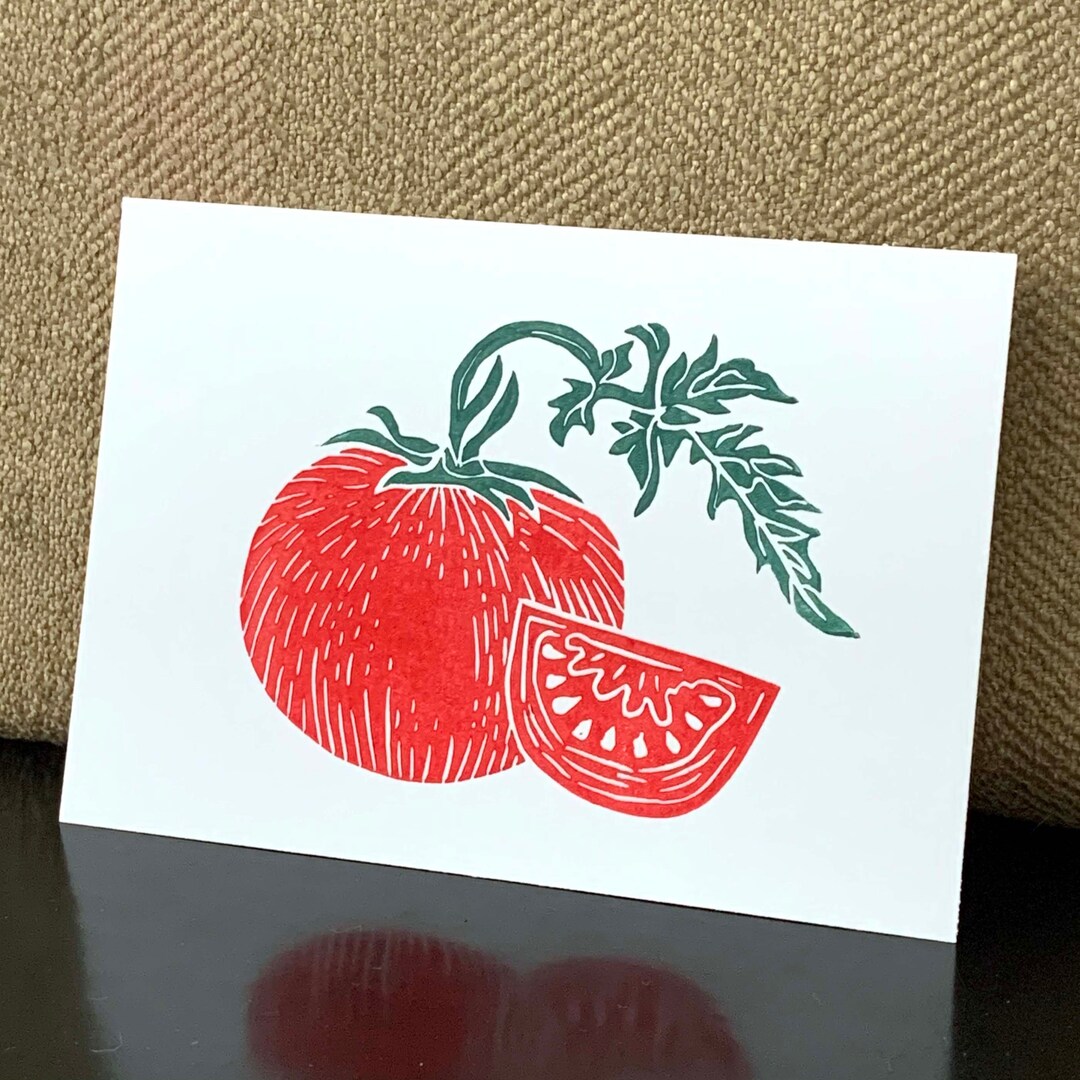 Tomato Linocut Print on Card Stock - Etsy