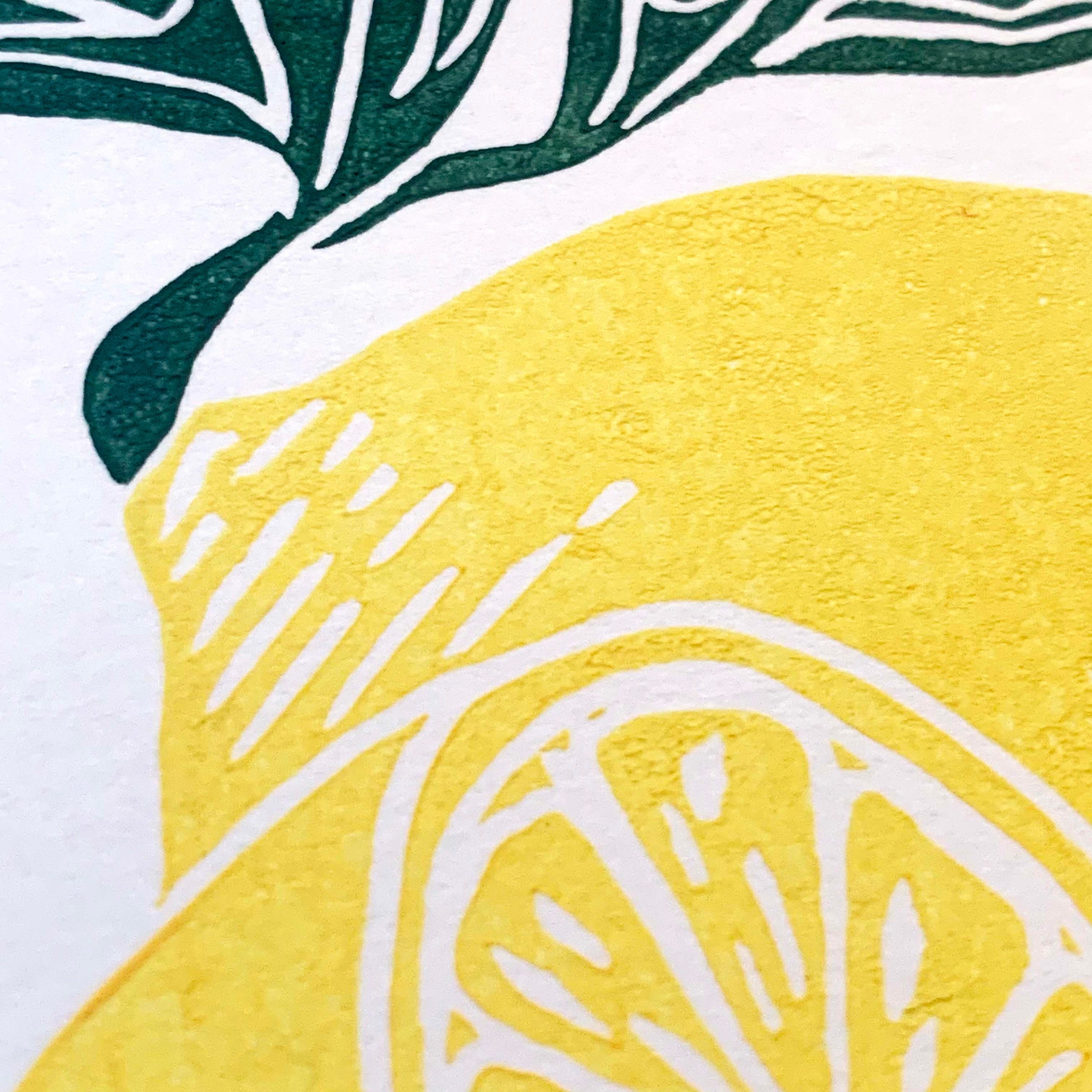 Lemon Linocut Print on Card Stock - Etsy