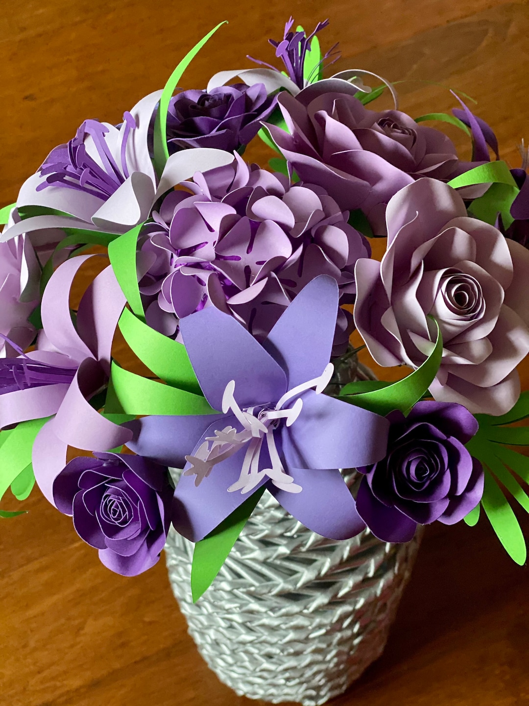 Paper Flower Bouquet in a Paper Vase, Handmade Paperflowers - Etsy