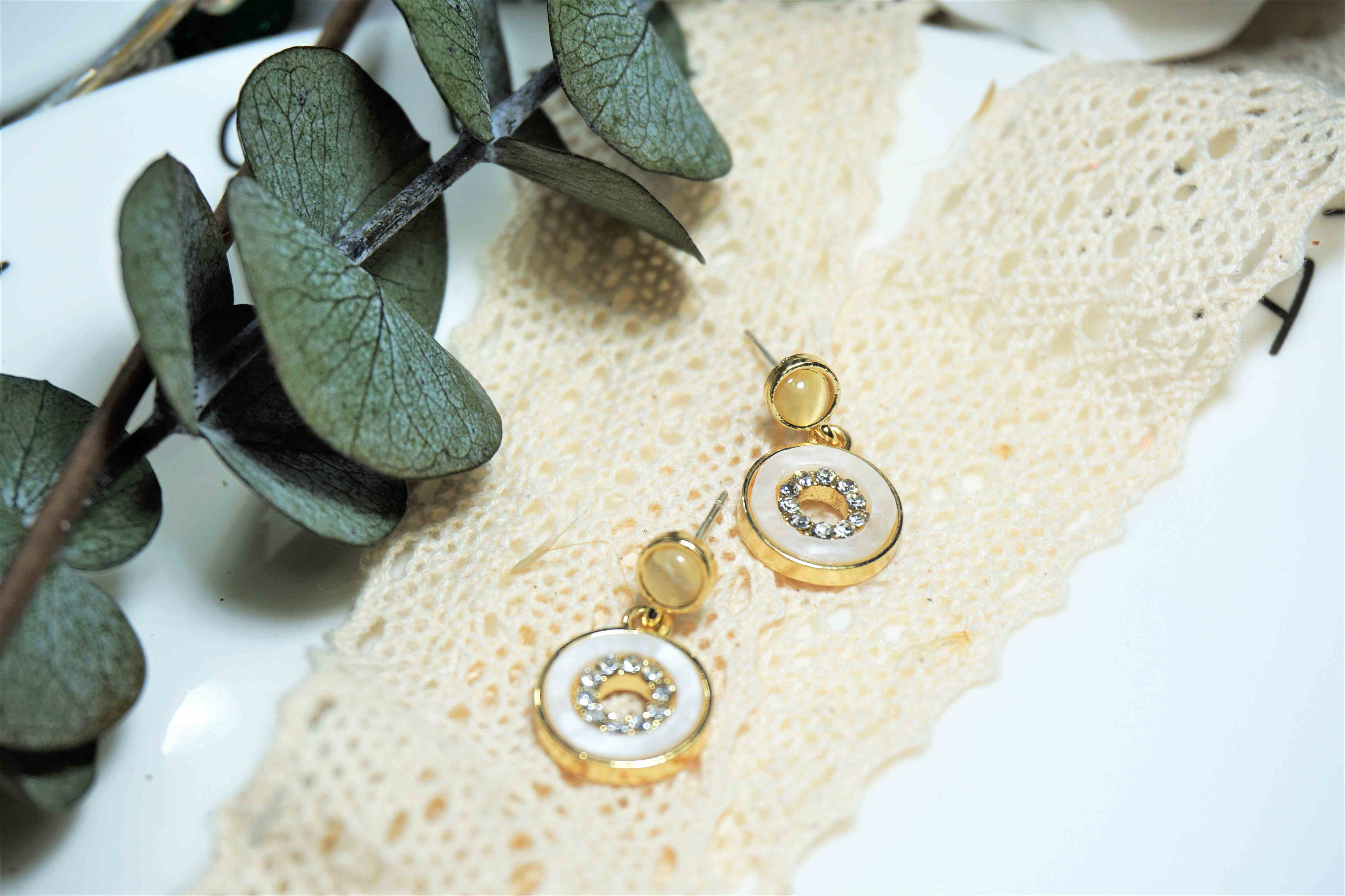 Stars Circle Oorbellen, Natuurlijke Opaal Stud Oorbellen, Edelsteen ...