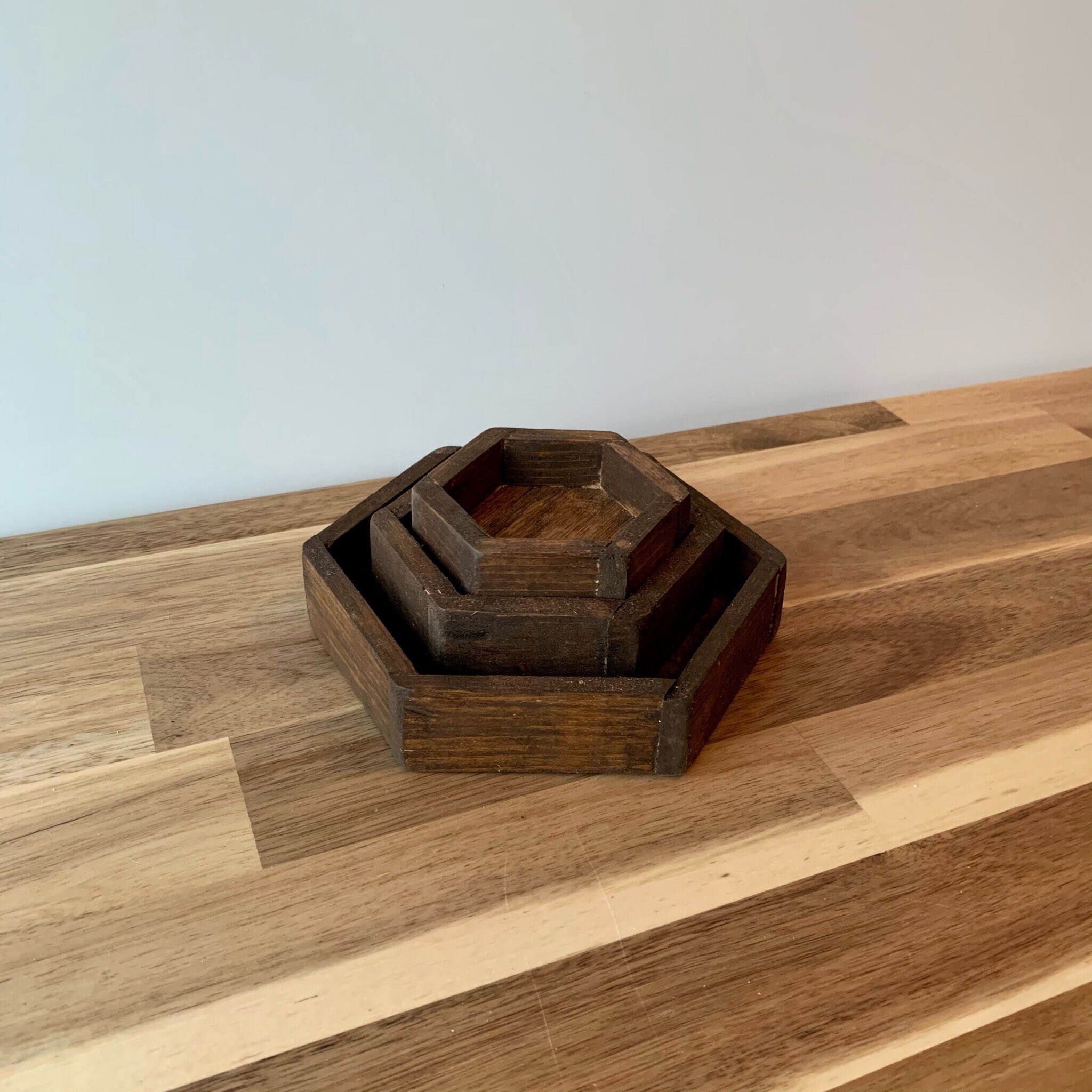 Wooden Hexagon Tray Set - Etsy