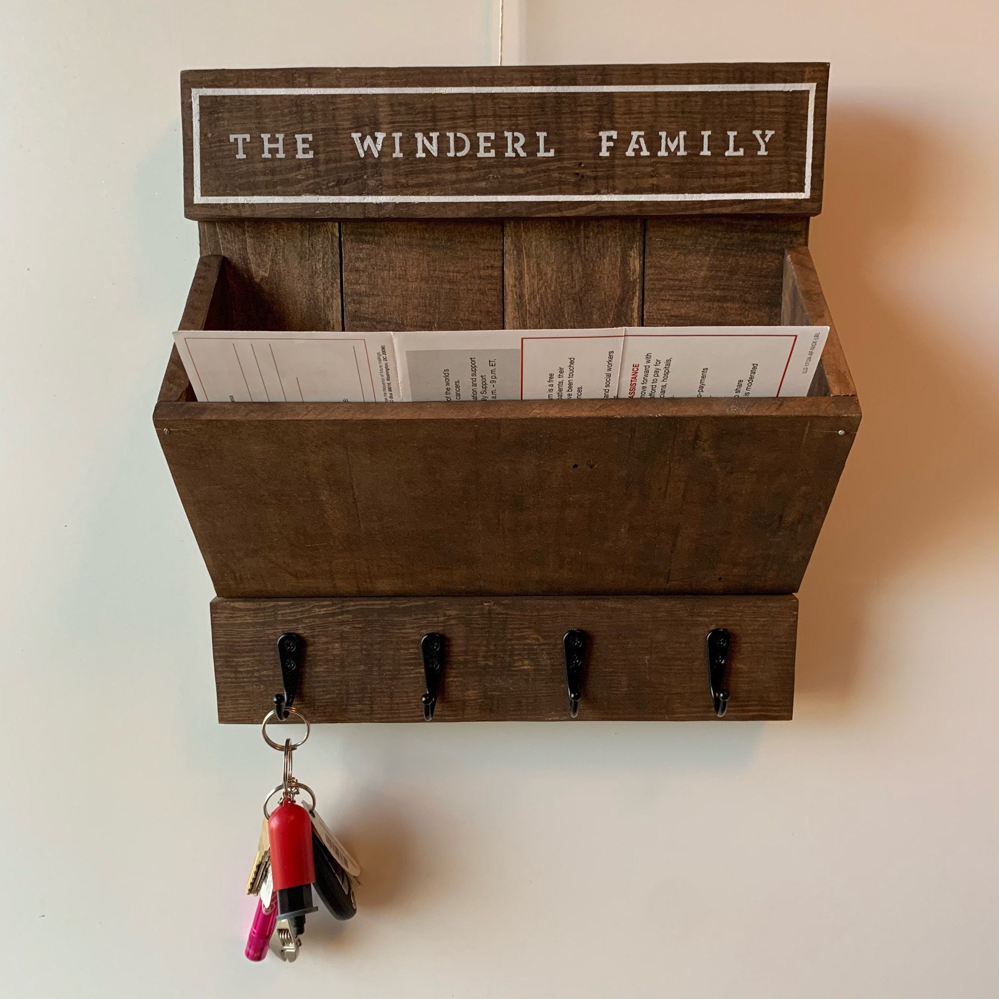 Wooden Mail and Key Organizer | Etsy