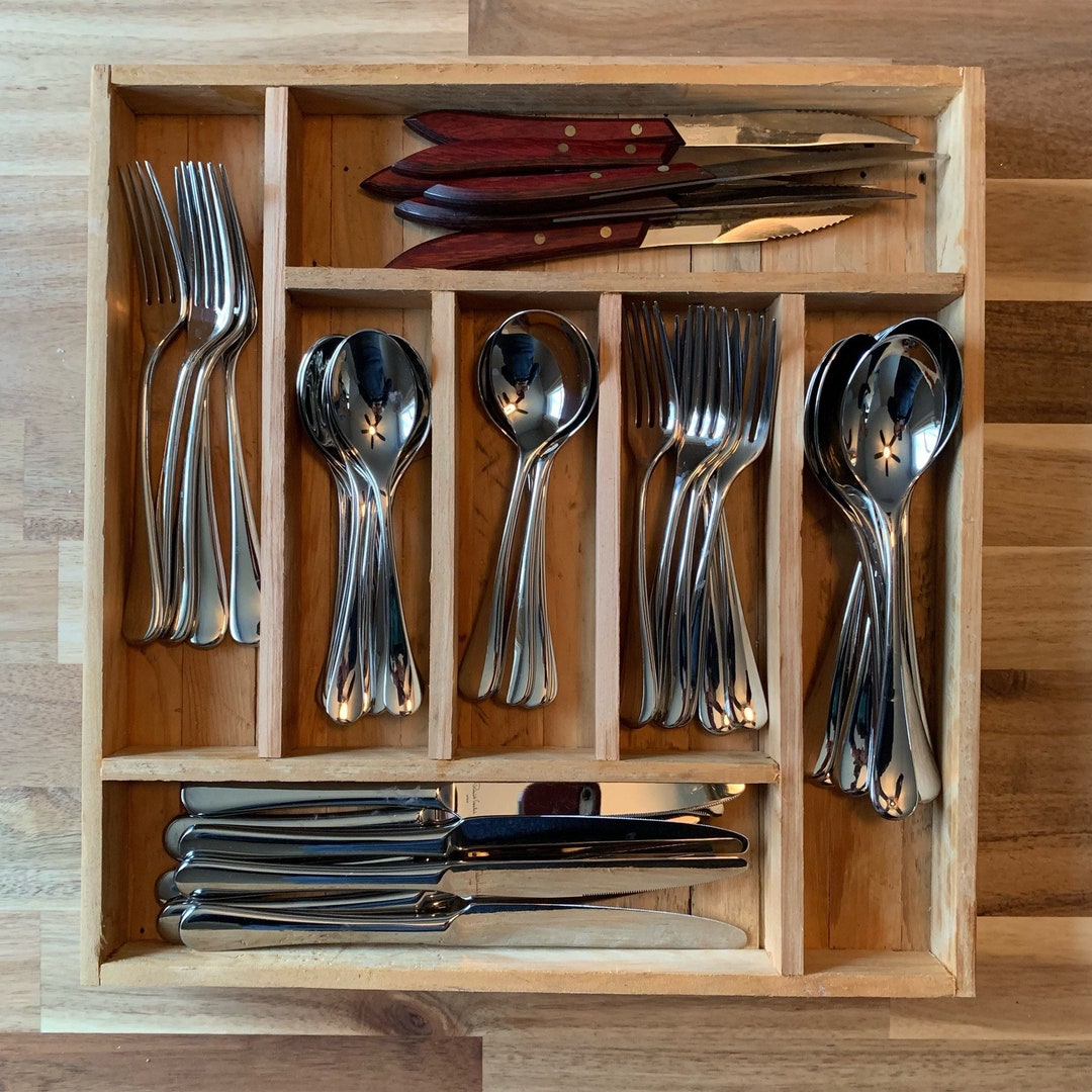 Custom Wooden Silverware Drawer Organizer large - Etsy