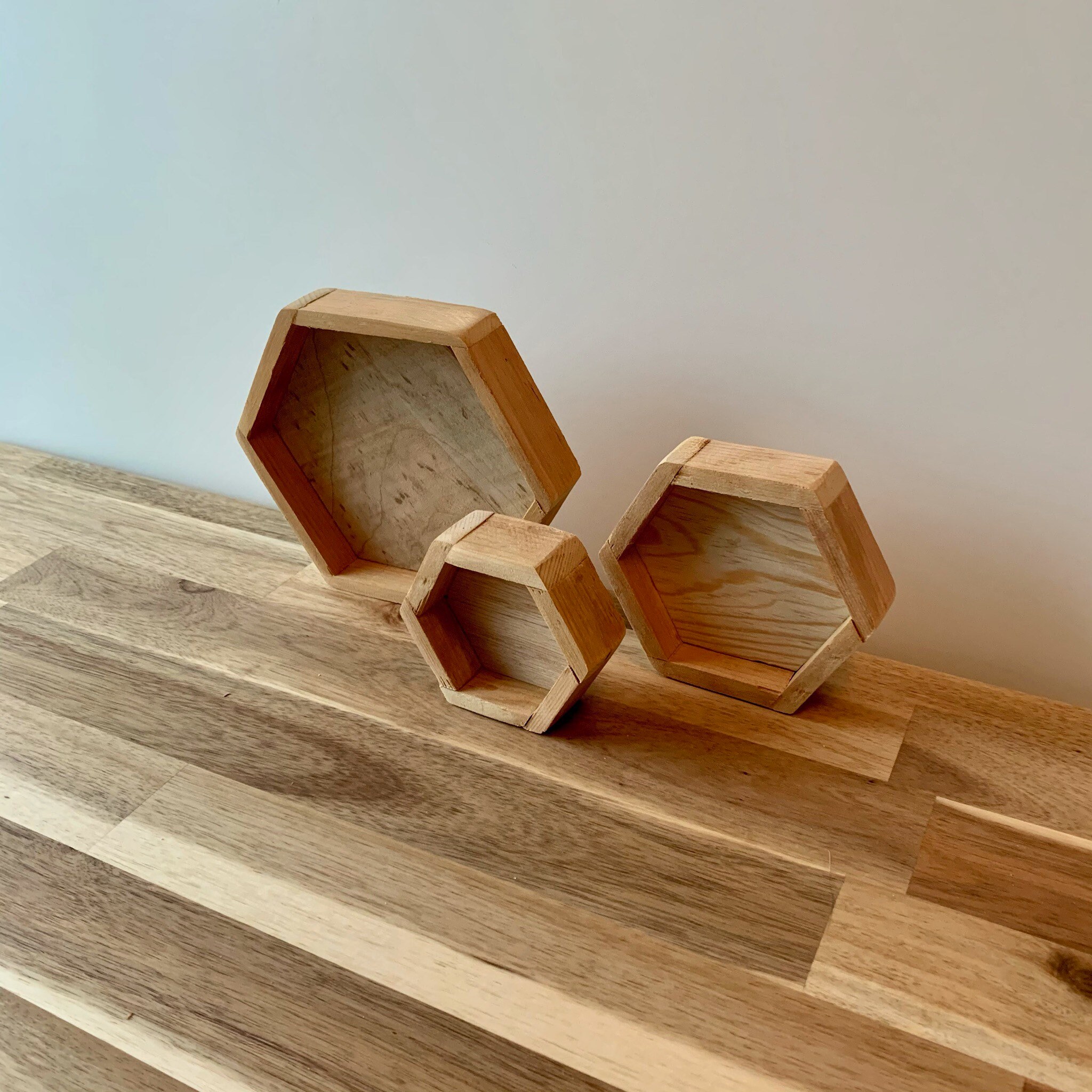 Wooden Hexagon Tray Set - Etsy