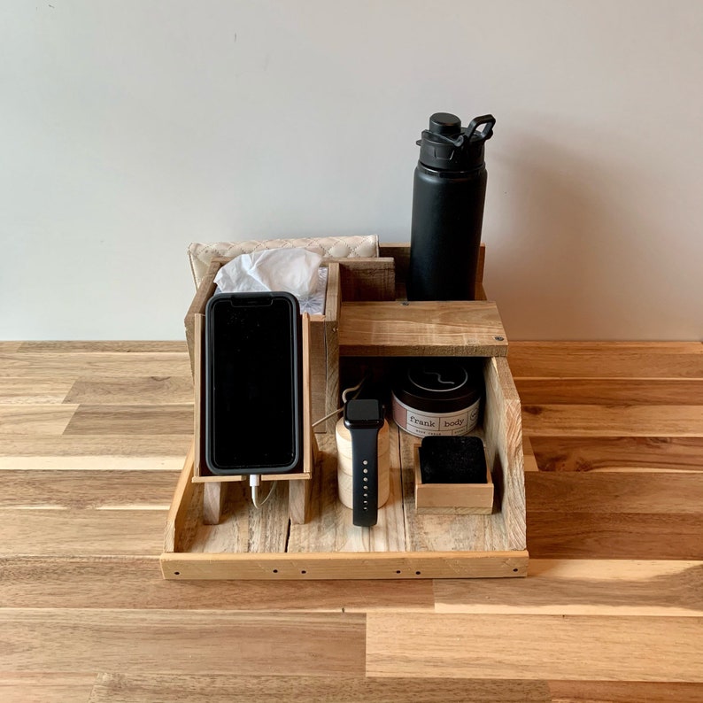 Custom Wooden Bedside Table Organizer and Charging Station - Etsy
