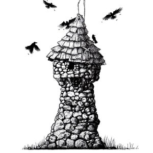 Ink Art Print Crumbling Tower - Etsy