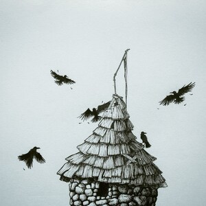 Ink Art Print Crumbling Tower - Etsy