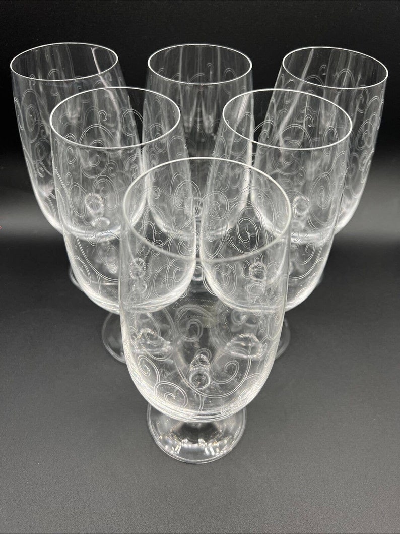 Pier 1 Crystal Iced Tea Glass Set of 6 Scroll Etched Beautiful P1C15 - Etsy