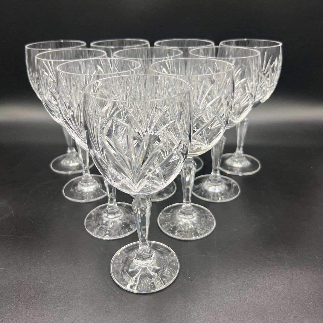 Vintage Glassware Set of 10 BLOCK 24% LEAD CRYSTAL Water Goblets 7 Tall ...