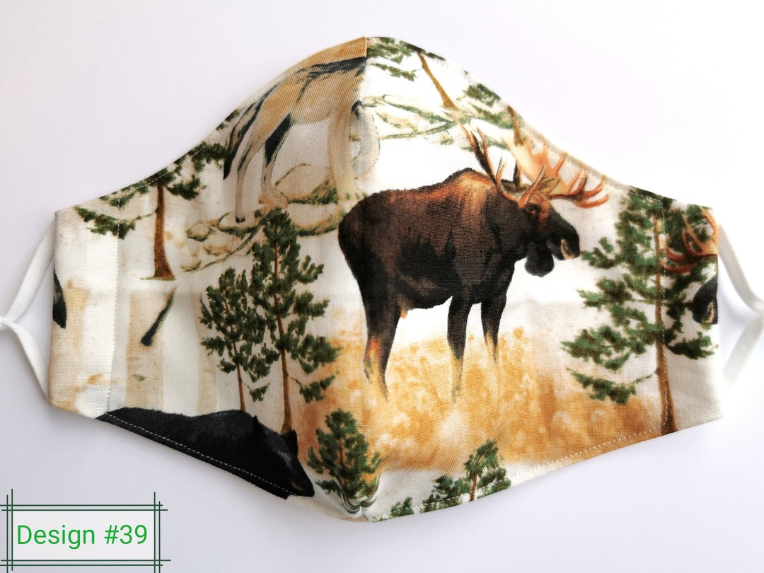 Handmade, 3-layer Cotton Mask - Moose, Bear, Wolf - Etsy