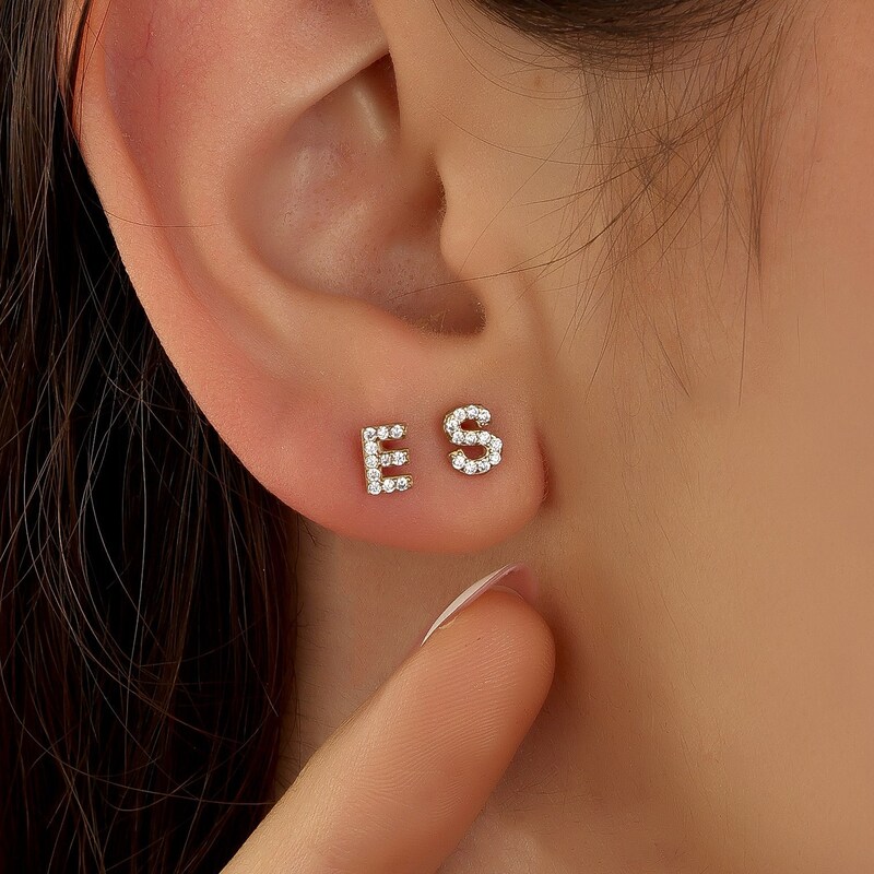 Initial Earrings - Etsy