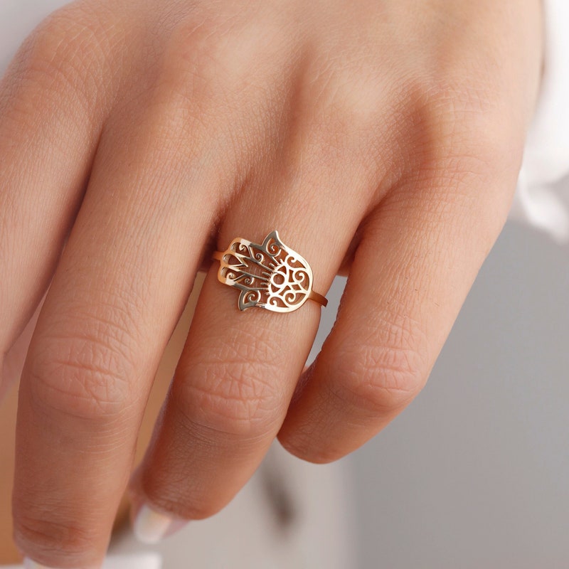 Hand of Fatima Gold Rings - Etsy