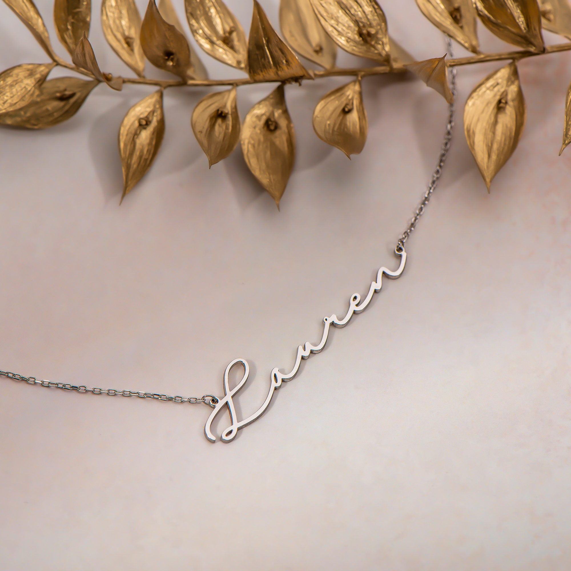 Signature Name Necklace Personalized Name Necklace Sterling - Etsy
