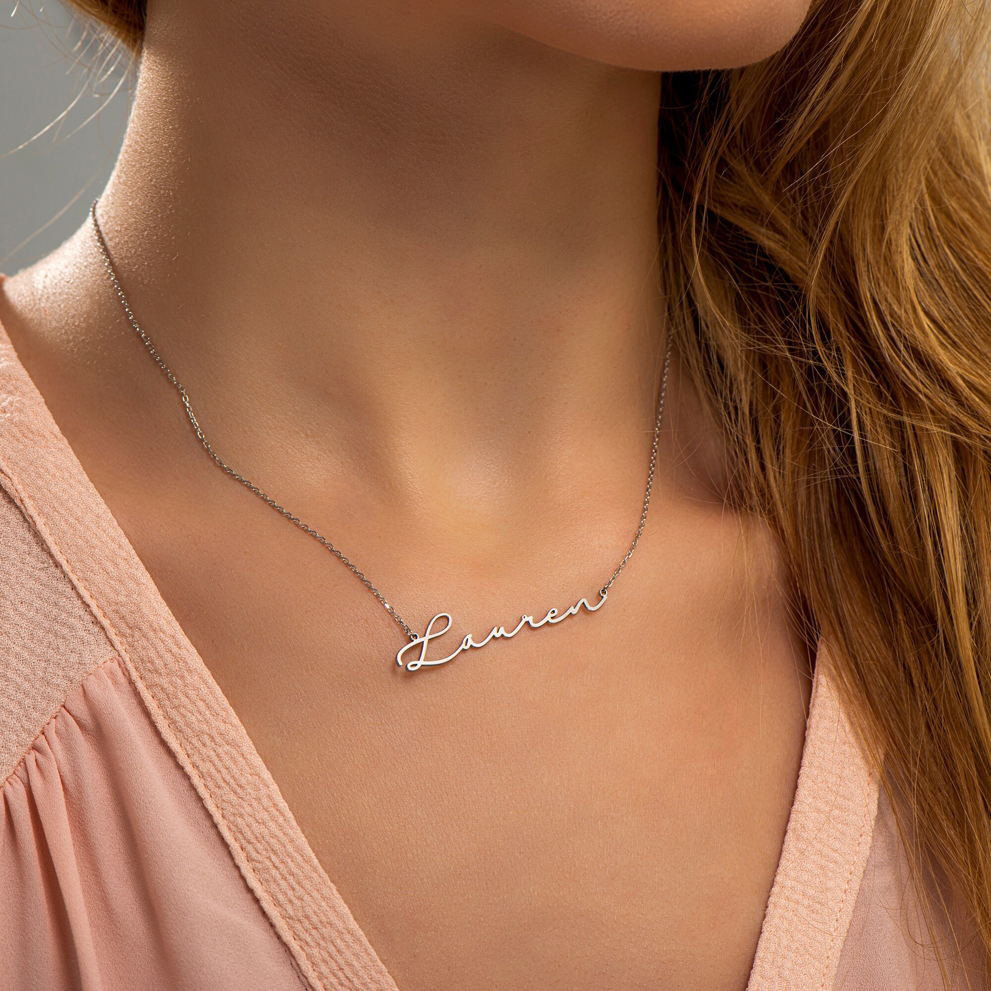Signature Name Necklace Personalized Name Necklace Sterling - Etsy