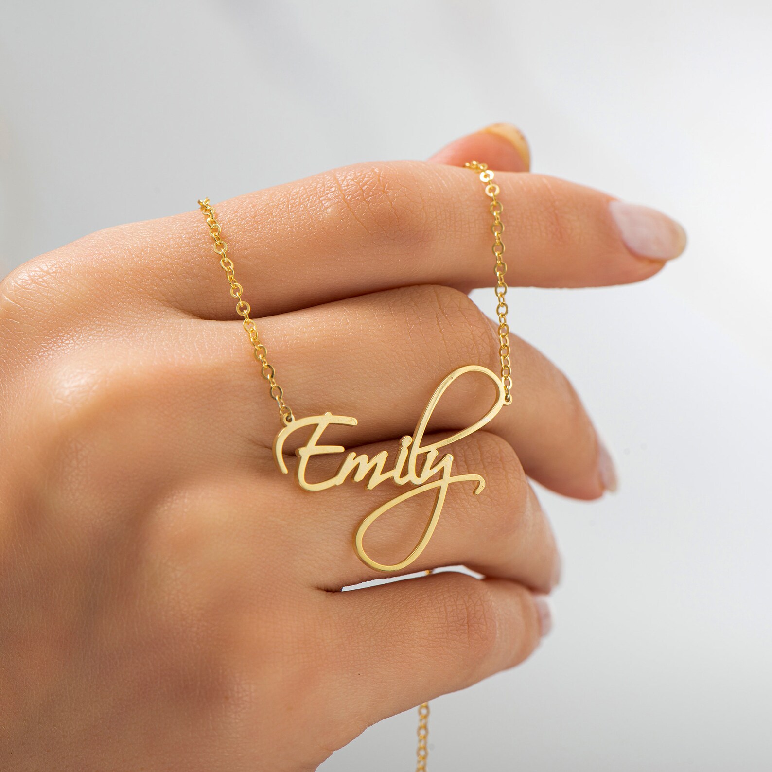 Custom Name Necklace Script Name Necklace Easter Gift | Etsy
