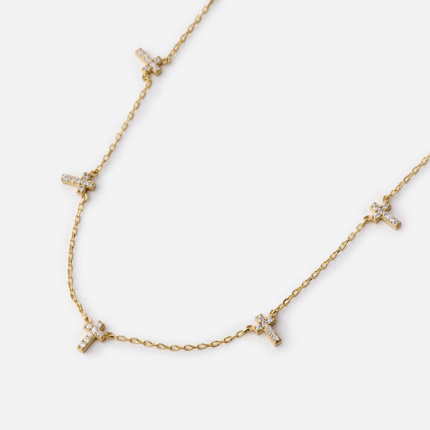 Tiny Multiple Cross Necklace,dainty Multiple Cross Necklace,diamond ...