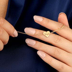 Personalized Heart Bracelet, Silver Heart Name Bracelet, Handmade Gold ...