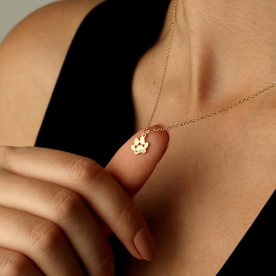Tiny Paw Print Name Necklace Pet Memorial Gift Name Necklace for Multiple Pets Custom Engraved Paw Necklace Dog Cat Paw Necklace Pet Gifts Etsy