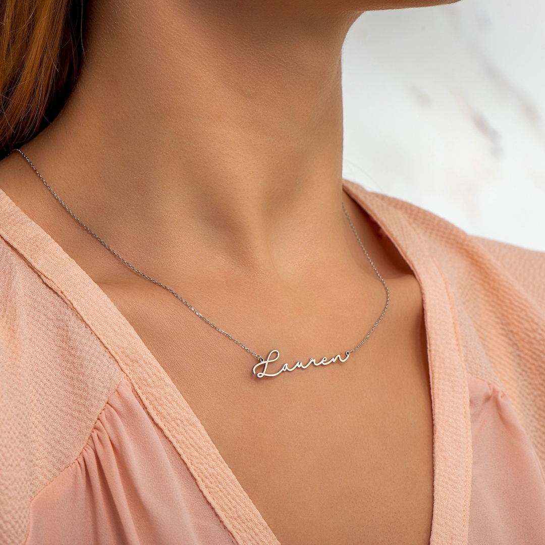 Signature Name Necklace Personalized Name Necklace Sterling - Etsy