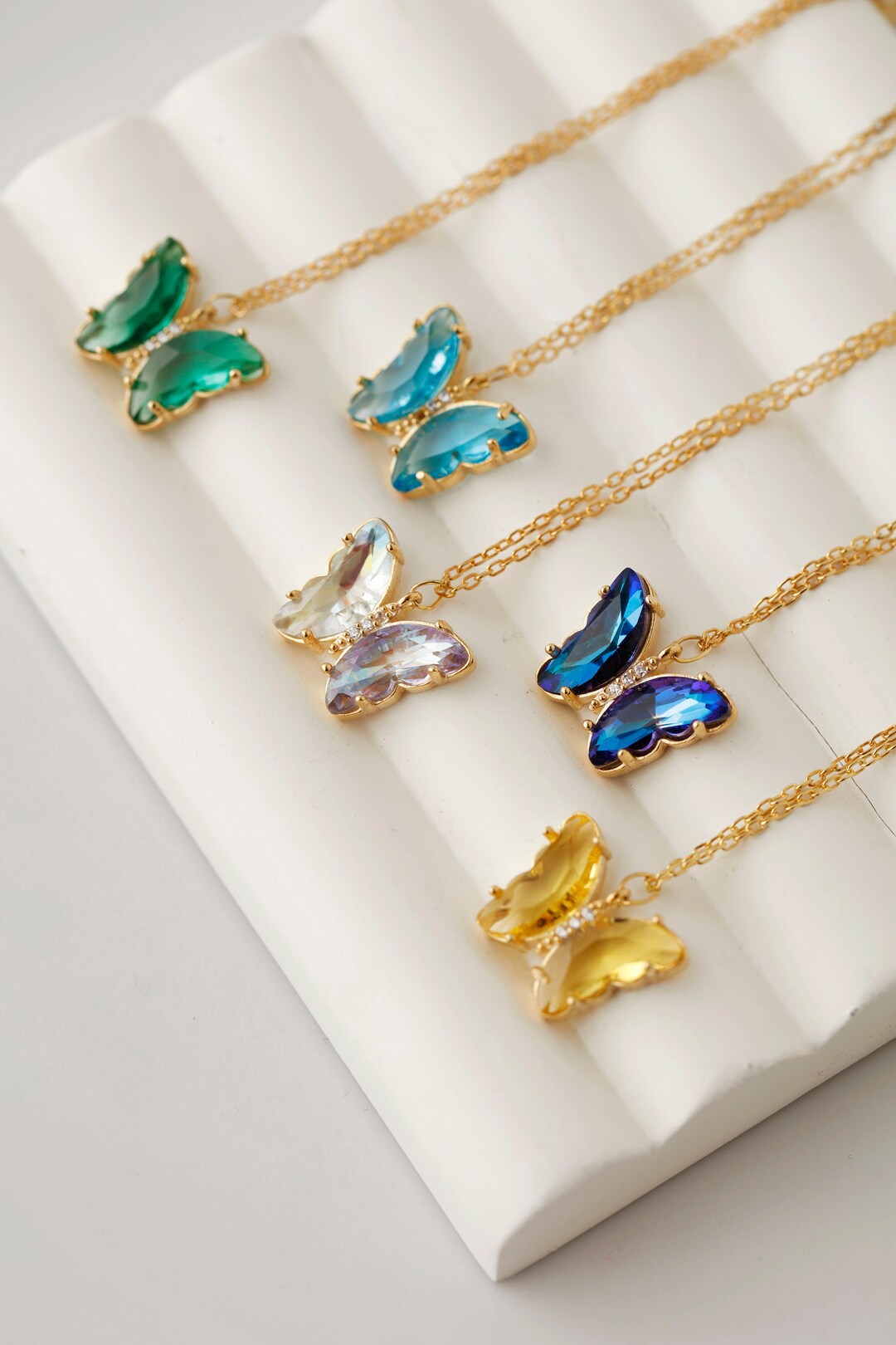 Gemstone Butterfly Necklace,gold Minimalist Butterfly Necklace,crystal ...