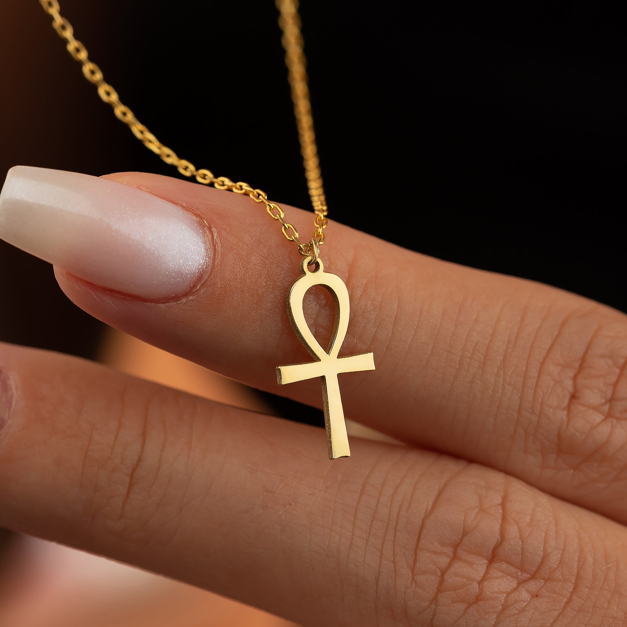18K Gold Ankh Necklace Gold Ankh Necklace Dainty Ankh - Etsy