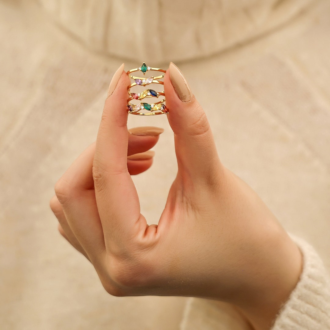 Multi Birthstone Diamond Rings,special Birthstone Rings,stackable Rings ...