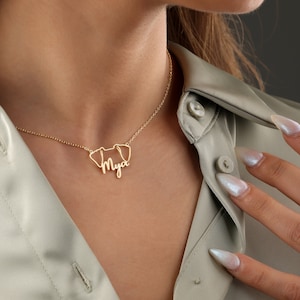 Dog Name Necklace, Design Dog Ears Necklace, Christmas Gift, Pet ...